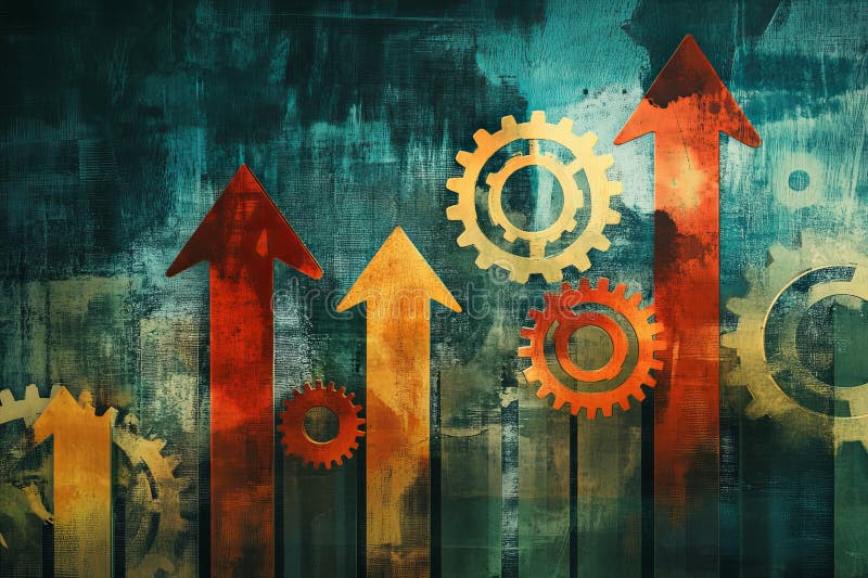 Conceptual Illustration Featuring Interconnected Gears and Ascending ...