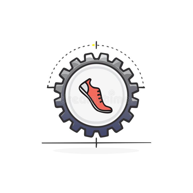 Conceptual Illustration of a Gear with a Shoe Symbol, Representing ...