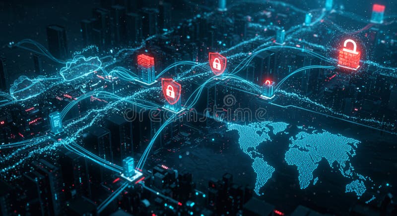 Global Network Security Shield with Data Transfer and Cloud Technology ...