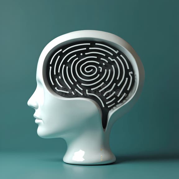 Conceptual Illustration of Human Head with Maze Inside Brain ...