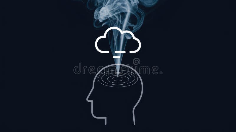 Conceptual Illustration of a Human Head with Smoke and a Cloud ...