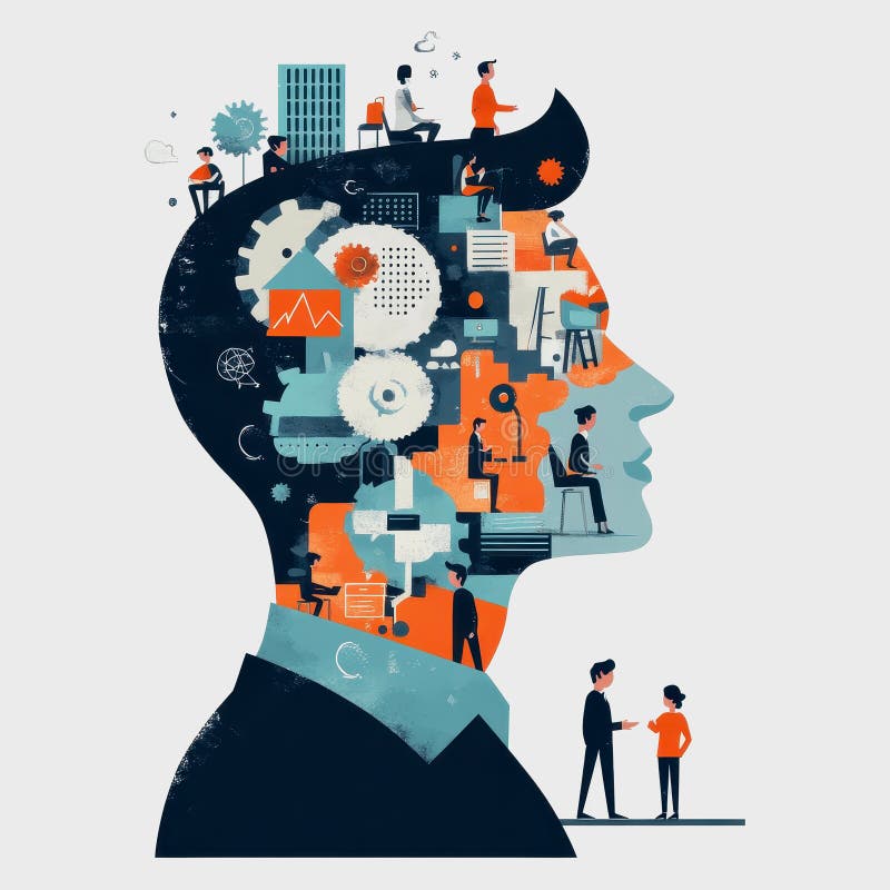 Conceptual Illustration of Human Mind Filled with Creative Ideas and ...