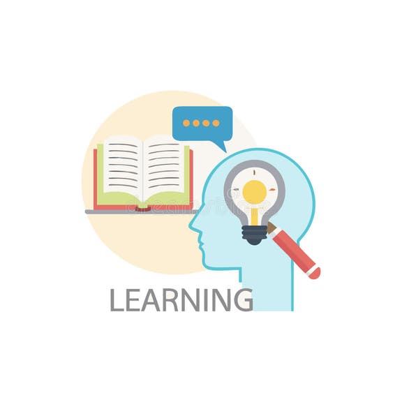 Conceptual Illustration of Learning Process with Book and Ideas Stock ...