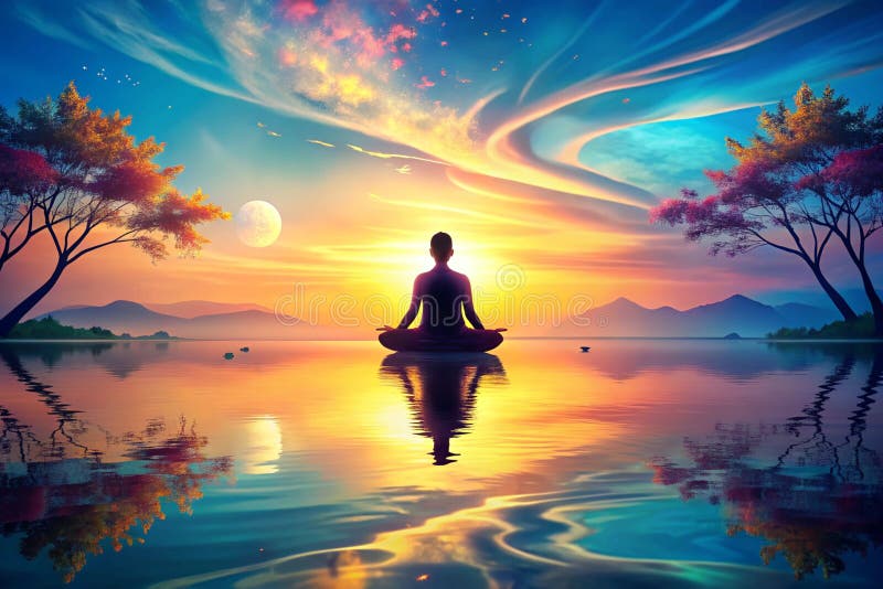 Conceptual Illustration of Mindfulness with Serene Colors Stock ...