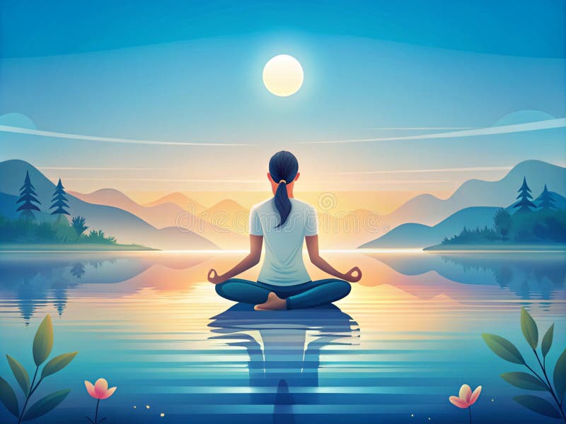 Conceptual Illustration of Mindfulness with Serene Colors Stock ...