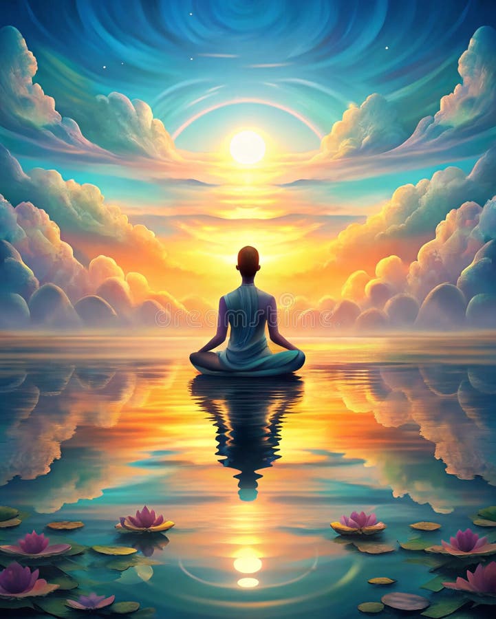 Conceptual Illustration of Mindfulness with Serene Colors Stock ...