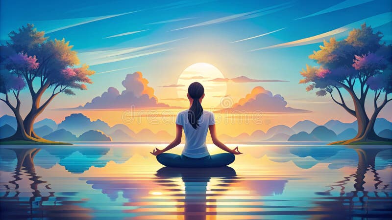 Conceptual Illustration of Mindfulness with Serene Colors Stock ...