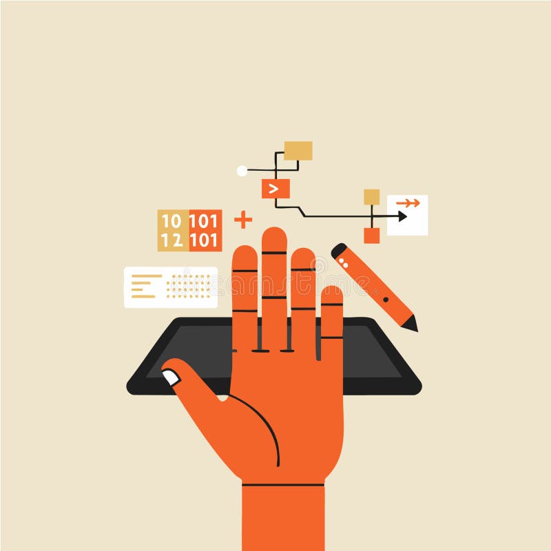 Conceptual Illustration of Mobile App Development and Technology ...