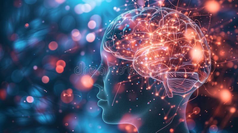 Conceptual Illustration of Neural Network and Brain Activity Stock ...