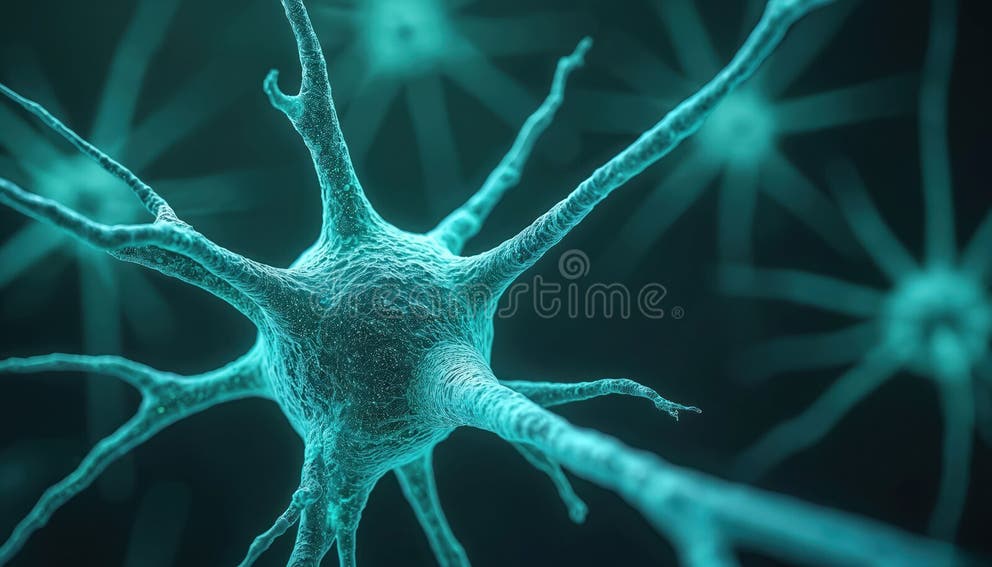 Conceptual Illustration of Neuron Cells, Close-up. Neuron Basic Element ...