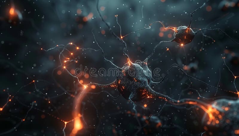 Conceptual Illustration of Neuron Cells with Glowing Link Knots in ...