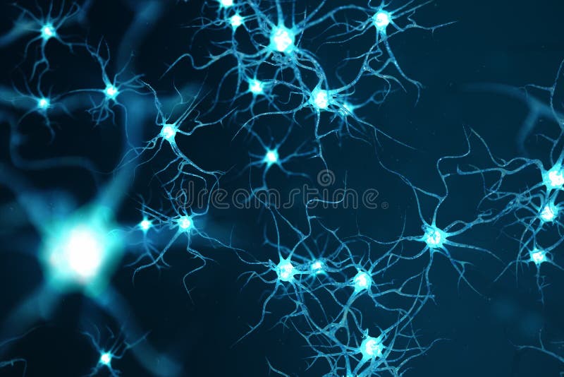 Neurons in the Brain on White Background with Focus Effect. 3d ... Neurons in the Brain on White Background with Focus Effect. 3d ...