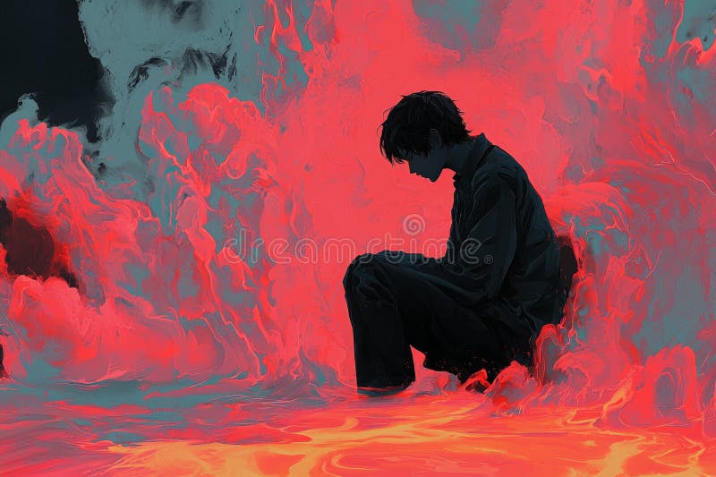 A Conceptual Illustration Representing Inner Turmoil, Highlighting ...