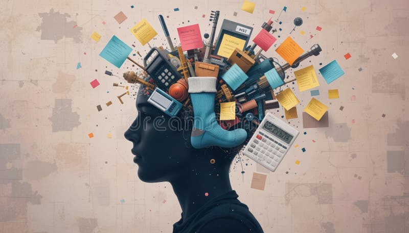 Scattered Mind Everyday Objects Representing Information Overload Stock ...