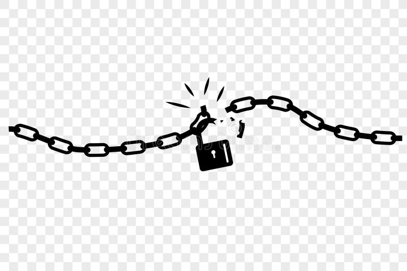 Simple Conceptual Illustration, Silhouette of Chain and Broken Padlock ...