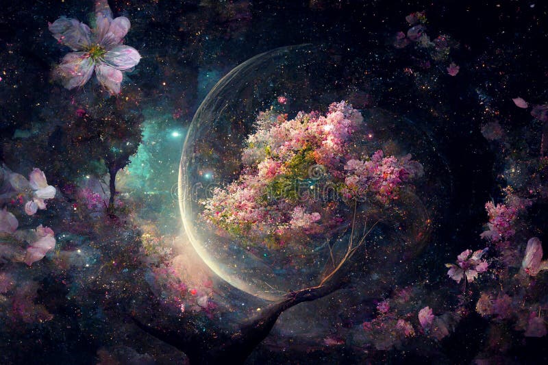 Conceptual Illustration a Spring Time Journey into the Cosmos. an ...