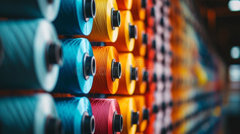 Conceptual Illustration of Synthetic Textile Thread on an Industrial ...