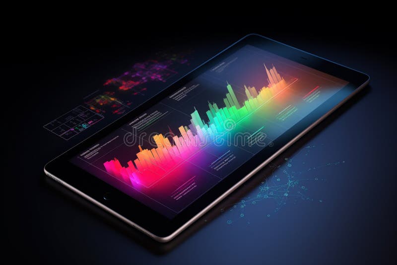 Conceptual Illustration of a Tablet or an Ipad Displaying Analytical ...