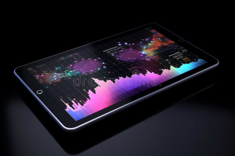 Conceptual Illustration of a Tablet or an Ipad Displaying Analytical ...