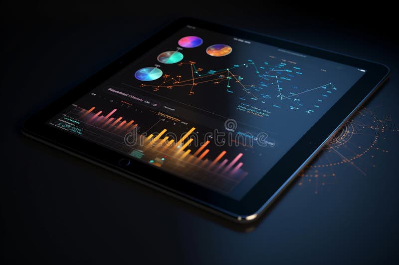 Conceptual Illustration of a Tablet or an Ipad Displaying Analytical ...
