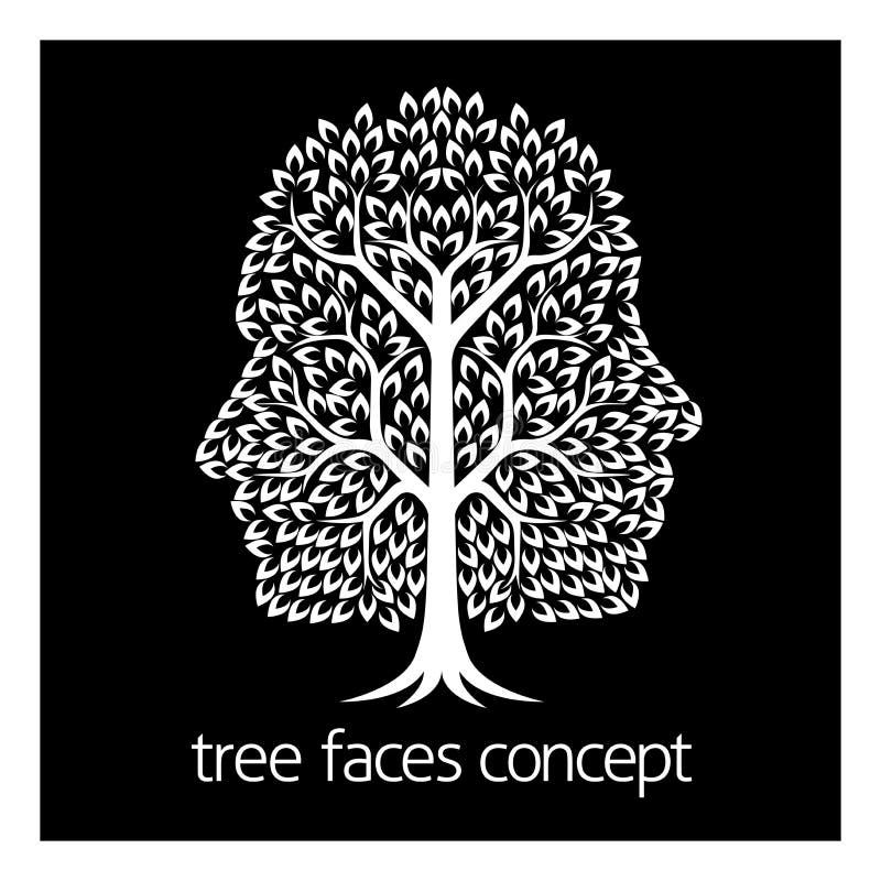 Faces Tree Optical Illusion Concept Stock Vector - Illustration of ...