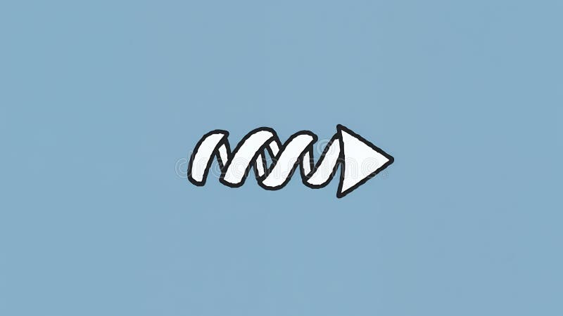 Conceptual Illustration of a Winding Arrow on a Blue Background Stock ...