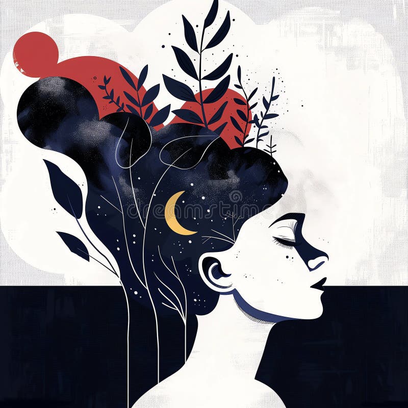 Conceptual Illustration of Woman and Nature Stock Illustration ...