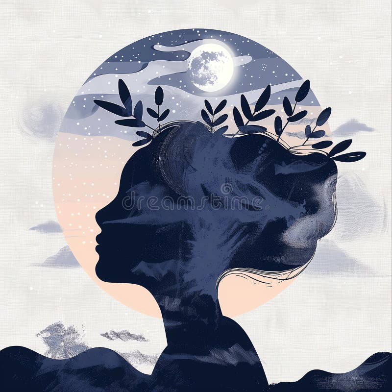 Conceptual Illustration of Woman and Nature Stock Illustration ...