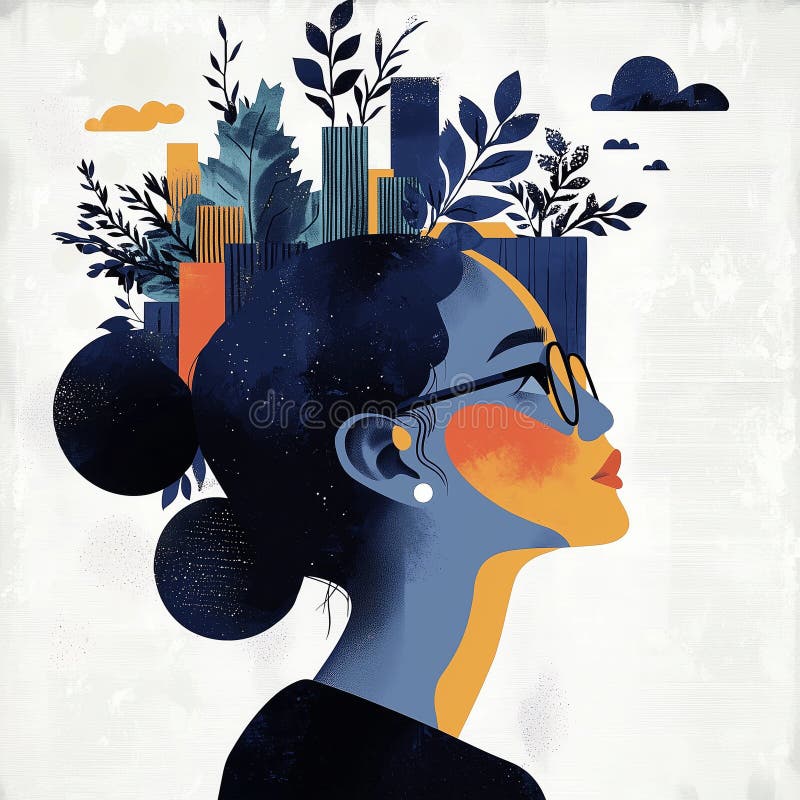 Conceptual Illustration of Woman and Nature Stock Illustration ...