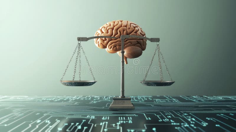 Conceptual Image of AI Ethics with Brain and Scales in Balance Stock ...