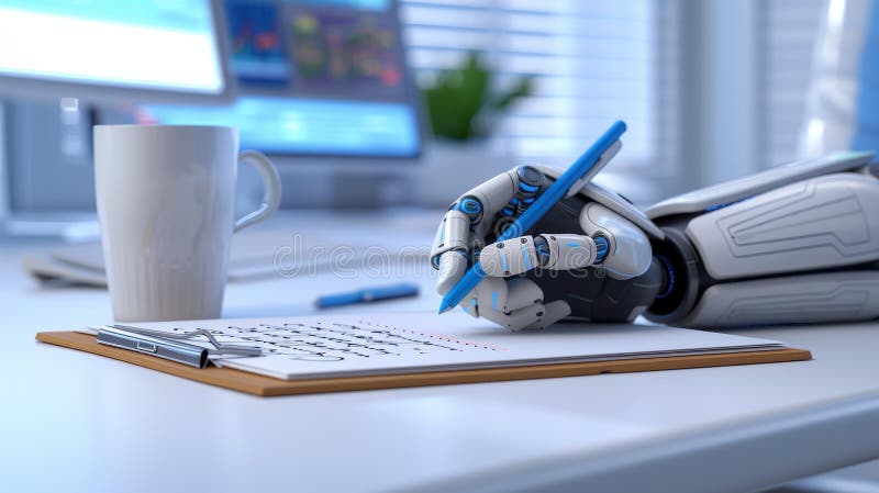 A Conceptual Image of AI Taking Over Office Work, Showing a Robot at a ...