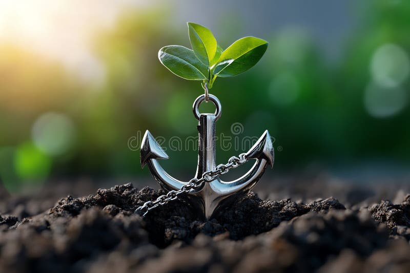 A Conceptual Image of an Anchor Connected To the Earth with Roots ...