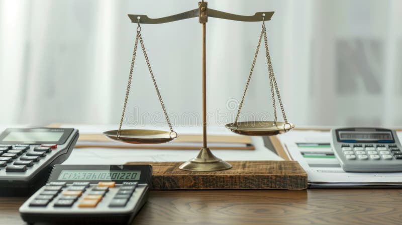 A Conceptual Image of a Balance Scale with Financial Documents Stock ...