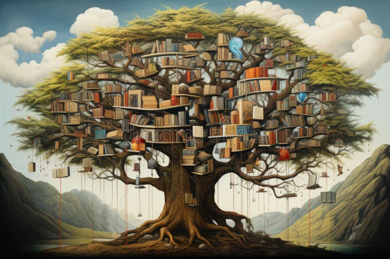 Conceptual Illustration. Big Tree with Small Roots and Little Tree with ...