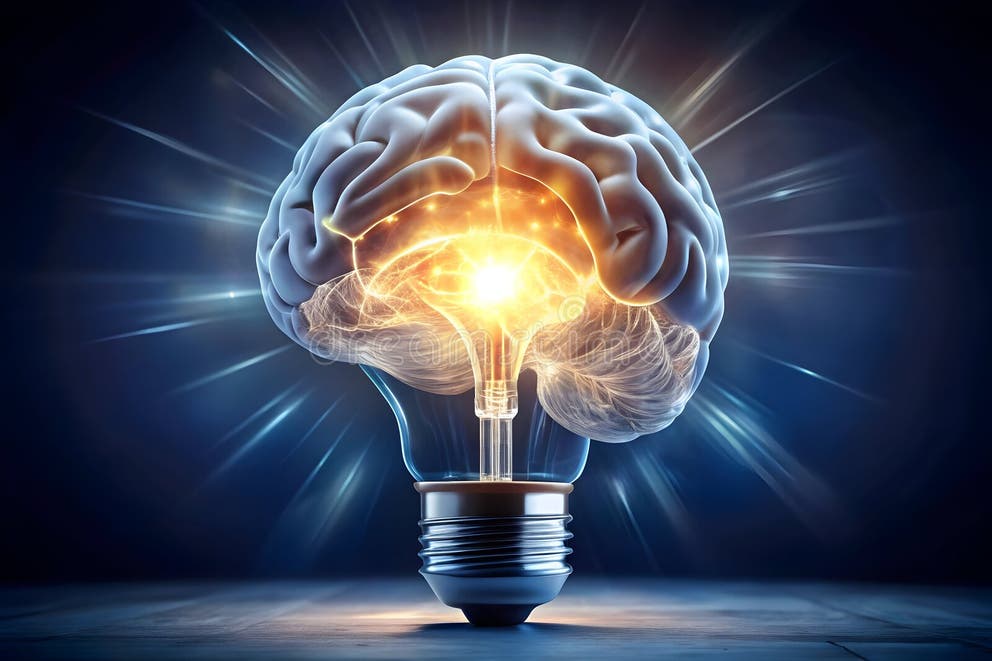 Photo of Light of Knowledge Brain with a Light Stock Illustration - Illustration of intelligence ...