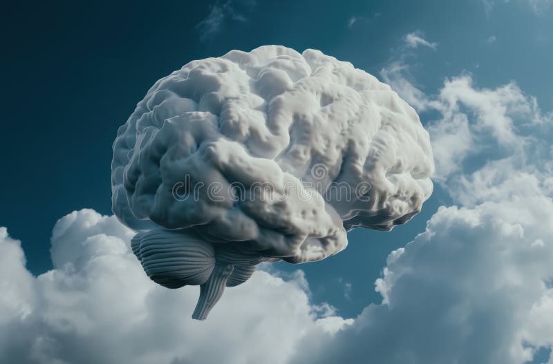 Conceptual Image of a Brain Made of Clouds in the Sky Stock ...