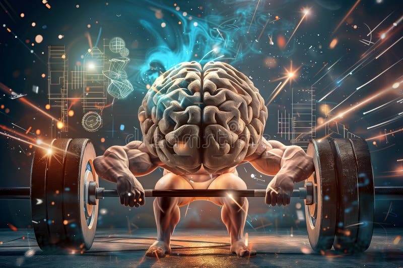 Conceptual Image of Brain Power and Mental Strength Stock Illustration ...