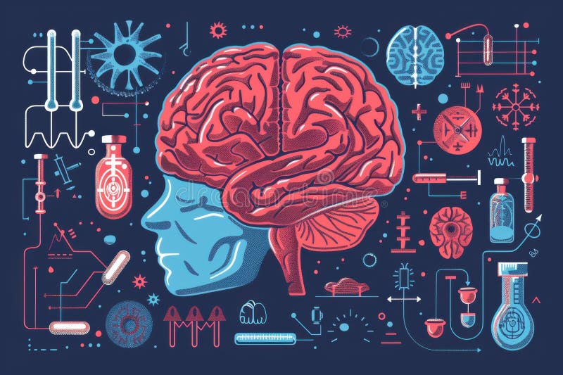 Conceptual Image of Brain Research with Futuristic Graphics and Neural Patterns. Stock ...