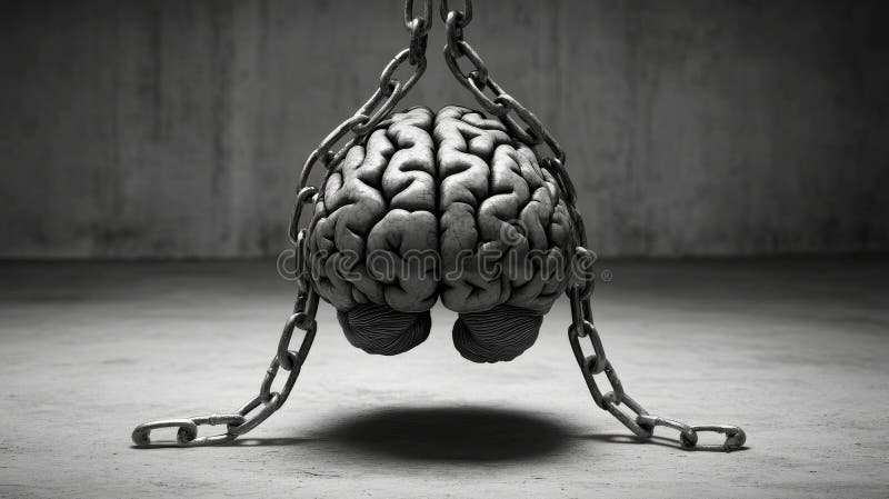 Conceptual Image of Brain Restrained by Chains Stock Photo - Image of ...