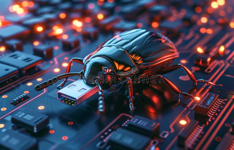 A Conceptual Image of a Bugshaped USB Drive Inserting Itself into a ...