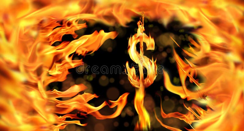 Dollar Sign and Fire Flames Stock Image - Image of dollar, heat: 119254599
