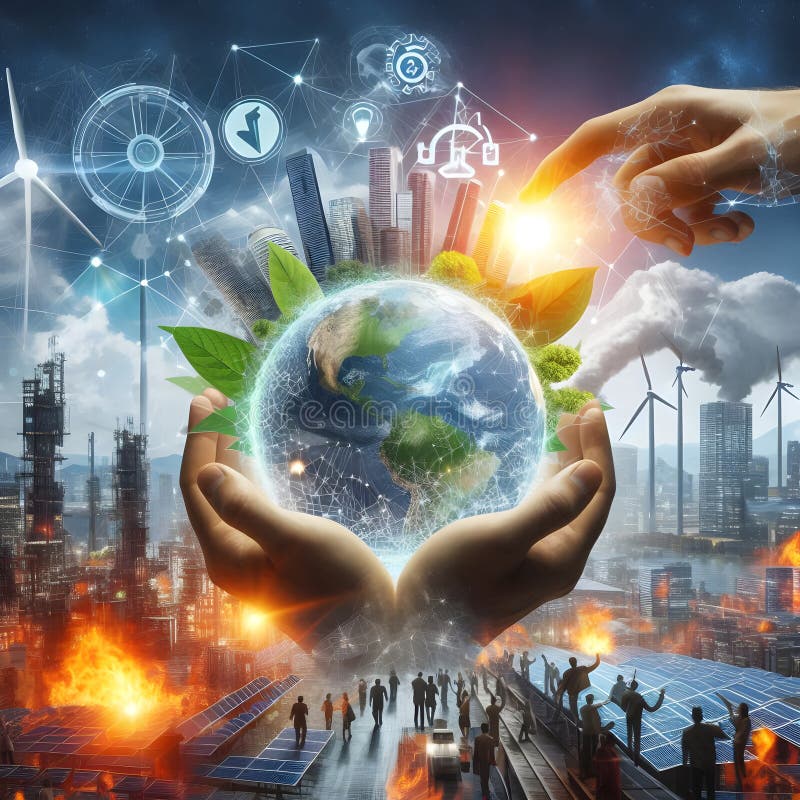 Conceptual Image of Choosing between Green Energy and Fossil Fuels ...