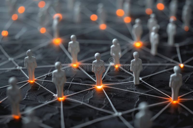 Conceptual Image of a Connected Network with Human Figures and Glowing ...