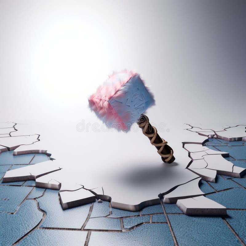 Conceptual Image of Cracked Earth with Hammer, 3d Render Stock ...