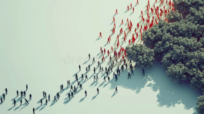 Conceptual Image of Crowd Movement and Decision-making Divergence Stock ...