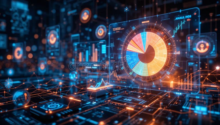 A Conceptual Image Depicting AI-driven Data Visualization in a High-tech Digital Environment ...