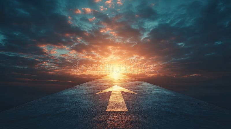 A Conceptual Image Depicting an Asphalt Road with a Direction Arrow ...