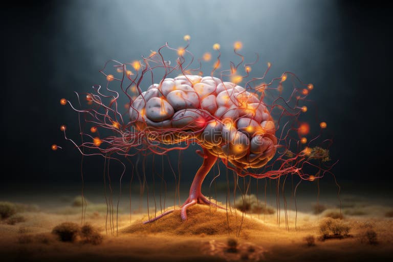 Conceptual Image Depicting Cognitive Stimulation on a Human Brain Stock ...