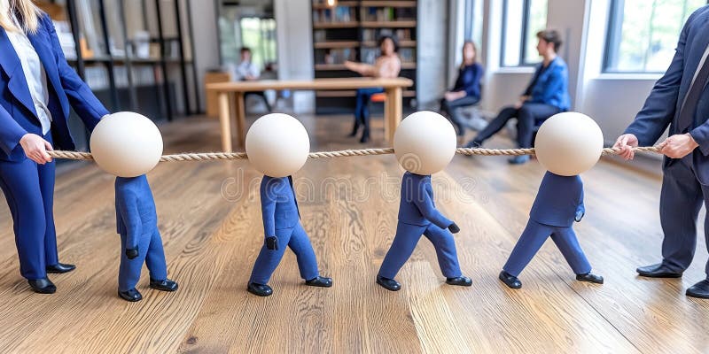 Teamwork Collaboration and Business Partnership Concept Figures Pulling ...