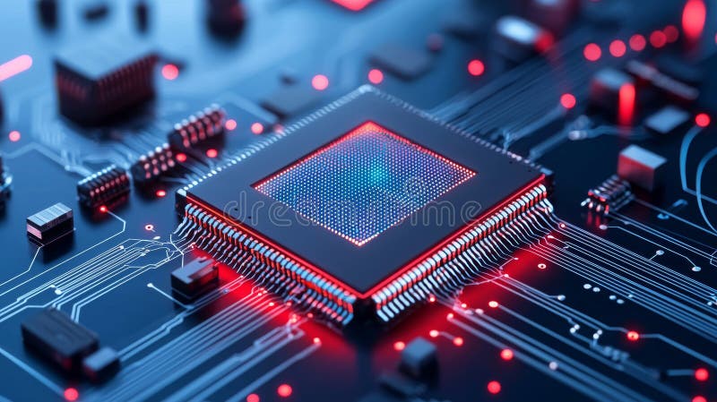 This Conceptual Image Depicts a Quantum Computer with Glowing Circuits ...